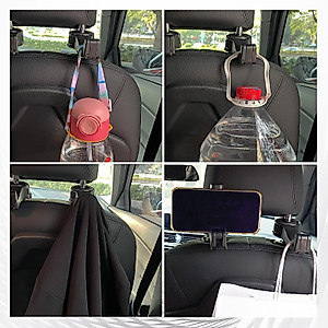 Kewucn Car Seat Headrest Hook with Phone Holder, 2 Pack 360° Rotation Auto Back Seat Hook for Purses and Bags, Universal Vehicle Seat Hook Hanger Storage Organizer for Cloth Toys (Silver)