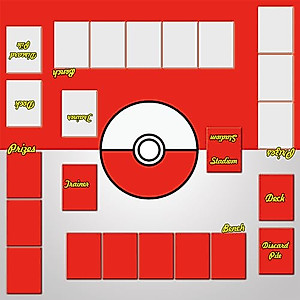 Biouai Playmat for Trading Card Game - Stitched Play Mat with Tube for Card Gameplay with Zones, 2 Player Trainer Game Playing Mats (Red-1)