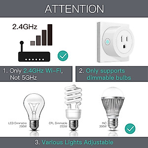 MOES Smart Plug WiFi Smart Power Socket with Dimmable RGB LED Night Light, Wireless Remote Control with Smart Life/Tuya App, Outlet Compatible with Alexa Google Home, No Hub Required
