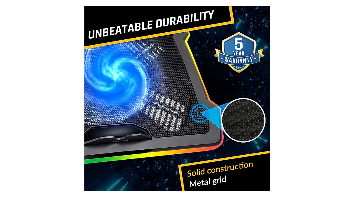 KLIM Ultimate RGB Laptop Cooling Pad - Silent & Stylish