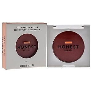 Honest Beauty Talc-Free Lit Powder Blush | Pearl Infused, Velvety Finish | EWG Verified, Organic, Vegan + Cruelty Free | Frisky, .14 oz