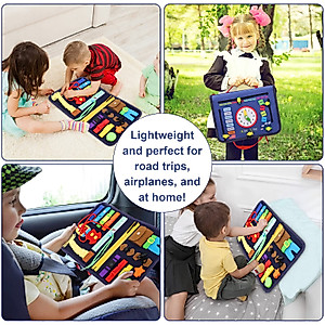 Busy Board Montessori Toys for Toddlers, Sensory Toys Gifts for 3+ Year Old Boys & Girls, Preschool Toddler Activities Educational Travel Toy Learning Basic Dress Skills