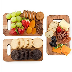 AuldHome Mini Wood Charcuterie Boards (Set of 3); Small Personal-Sized Rectangular Serving Acacia Wooden Trays