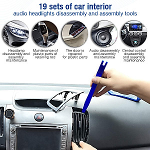 BYNIIUR Trim Removal Tool,Auto Push Pin Bumper Retainer Clip Set Fastener Terminal Remover Tool Adhesive Cable Clips Pry Kit Car Panel Radio Removal Auto Clip Pliers, Blue