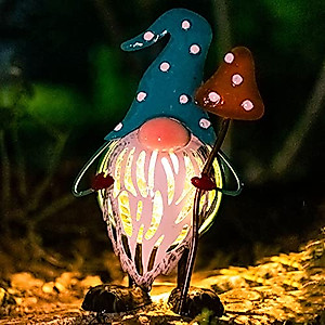 dreamskip Solar Outdoor Lights Decorative, Metal Gnomes Statue Decorations, Garden Solar Lights Table Lantern Lamps for Patio, Yard, Porch, Balcony
