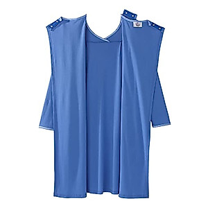 Silvert's Adaptive Clothing & Footwear Open Back Night Gown For Ladies - Assisted Dressing Hospital Gown - Blue MED