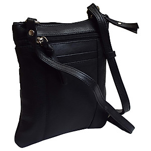 Women's Purse Crossbody Handbag Premium Genuine Leather Shoulder Bag Luxury Gift for Ladies (Black)