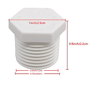 XtremeAmazing 1/2 Inch Water Heater Drain Plug for RV Camper and Atwood Water Heaters White 11630 91857 Pack of 12