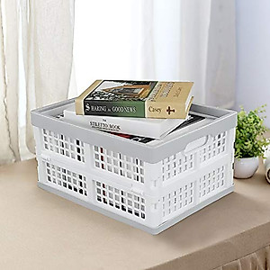 Vababa 3-Pack Plastic Stackable Collapsible Storage Crate, 15 L Stacking Folding Storage Basket