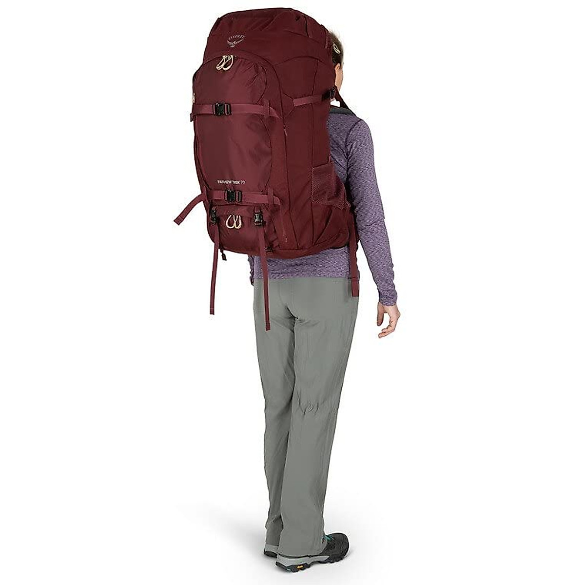 Osprey Fairview Trek 70L Women's Travel Backpack, Zircon Red