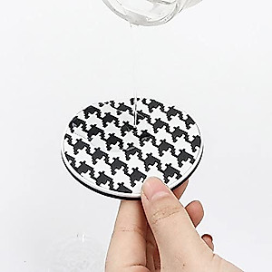 Follicomfy Car Coasters for Cup Holder Silicone, Car Cup Holder Coasters Pack of 2, Fashion Black White Checkerboard Gird