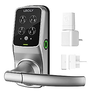 Lockly Secure Pro, Wi-Fi Smart Door Lock, Keyless Entry Door Lock, PIN Genie® Keypad, 3D Biometric Fingerprint Sensor, Voice Control, Auto Lock - Satin Nickel (PGD628WSN) - Latch Edition