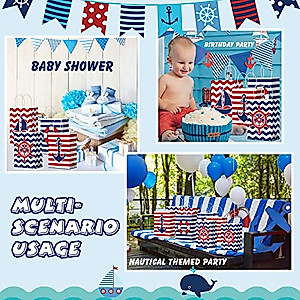 Nezyo 24 Pcs Nautical Party Paper Bags Nautical Gift Bags with Handles Nautical Candy Bags Marine Anchors Goody Treat Bags for Nautical Themed Birthday Party Supplies