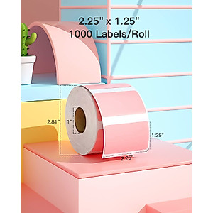 POLONO 2.25”x1.25” Direct Thermal Label, Perforated Sticker Labels for Address, Barcodes, Adhesive Multipurpose Labels Compatible with PL70E Label Printers (1000 Labels, Pink)