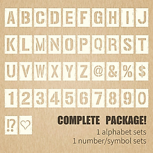 42pcs Traceable Interlocking Stencil Template Set, 3 Inch Reusable Letter Stencils, Alphabet Numbers and Symbols for Painting On Wood Bullet Journal Canvas Rock Sign Wall Art Fabric Chalkboard