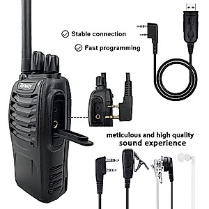 6Pack TW-888S Two Way Radio for Adult Long Range Rechargeable Handheld Walkie Talkie with Air Earpiece and Programming Cable and 6 Way Multi Unit Charger