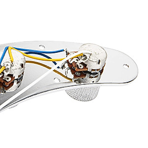 1Pcs Yootones Prewired Bass Switch Control Plate Wired Loaded Control Plate with Switch Knob Compatible with Electric Bass (Silver)