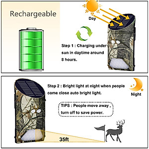 LILBEES Solar Powered Hog Feeder Light with Motion Sensor for Hog,Deer Feeder,Predator Coyote Pig Varmint,Campact Camouflage Design for Out Door Hunting with Green Lights(G300)(Pack of 2)