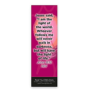 Jesus is My Light, John 8:12, Bulk Pack of 25 Christian Bookmarks for Kids, Childrens Bible Verse Book Markers, Sunday School Prizes with Memory Verses, Scripture Gifts for Kids & Youth