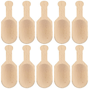 AUEAR, Mini Wooden Scoops Unpainted Wooden Kitchen Spoon for Candy Spices Parties Bath Salts Candy Essential (20 Pack, Half Handle)