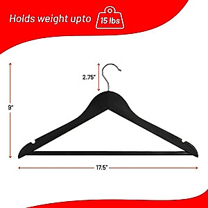 Black Wooden Hangers Heavy Duty Suit Hangers with 360° Swivel Hook Wood Hangers Fancy Hangers Clothes Hanger Perfect for Shirt, Coat, Suit, Jacket, Skirts, Pants Hangers Pack of 20