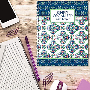 Fresh Patterns Greeting Card Organizer Book - Monthly Birthday & Occasion Reminder Pocket Pages, Card Keeper, Softcover, 8" x 10", Spiral Bound
