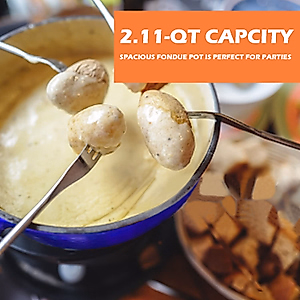 Artestia Swiss Traditional Cast Iron Cheese Fondue Pot Set, Cast Iron Fondue Set For Cheese, Meat & Chocolate (Blue)