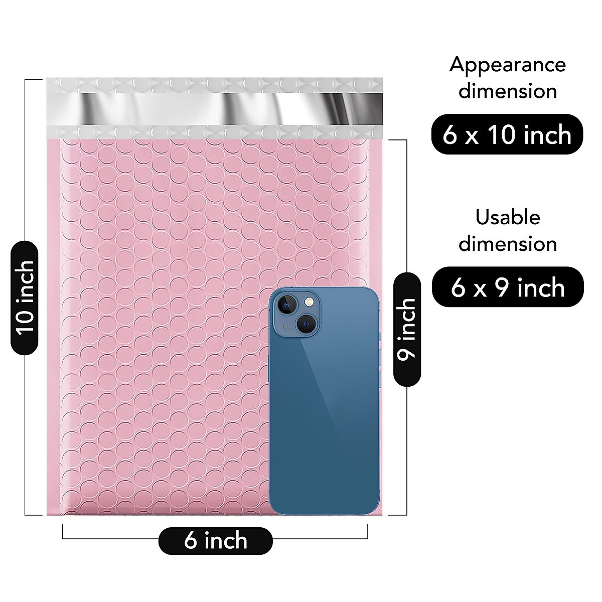 Fuxury Bubble Mailers 6x10 Inch 100 Pack, Sakura Pink Padded Envelopes, Self Seal Waterproof Mailing Envelopes Bubble Padded, Shipping Bags for Mailing,Packaging, Small Business, Boutique, Bulk #0