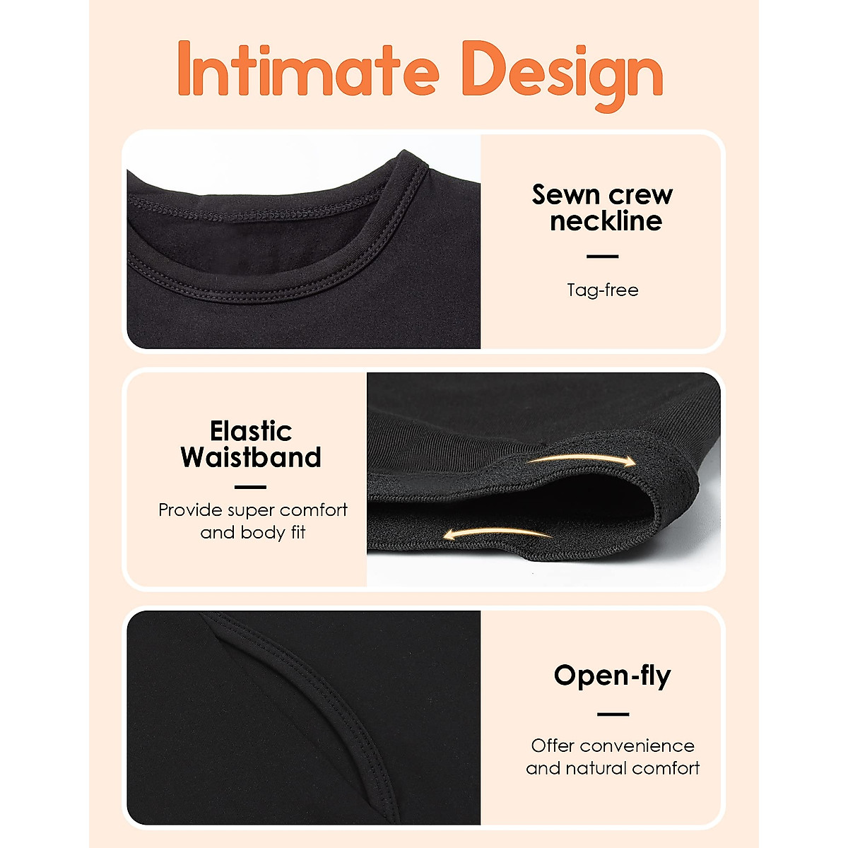 MANCYFIT Thermal Underwear for Boys Fleece Lined Long Johns Set Kids Base Layer Ultra Soft Black Small