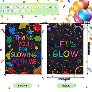 Sadnyy Let's Glow Drawstring Bags Glow Party Supplies Favor Gift Bags Neon Pouch for Retro 80s 90s Theme Party Decorations(24 Pieces)