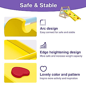 Wonline 3 in 1 Triangle Climber with Ramp Wooden Toddler Climbing Triangle Toys for Sliding and Climbing, 3-Piece Set Play Equipment for Kids Boys Girls Toddler Gym Play Set