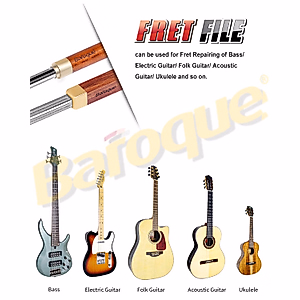 Baroque Fret Crowning Files Diamond, Guitar Fret Crown Dressing File, Fret Repairing Tools, Luthier Tools, Improved 3rd Generation, with 3 Sizes for Guitars, Ukuleles, Bass, Banjo, Mandolin