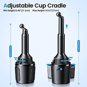 Cup Holder Phone Mount Wireless Car Charger 15W Qi Fast Charging Cup Holder Adjustable Cupholder Phone Holder Charger for Car with QC 3.0 Adapter Compatible with iPhone13/13Pro/Max All Smart Phones