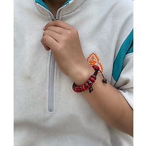 Hands Of Tibet Tibetan Prayer Mala Embedded Medicine Bracelet Yoga Healing Beads Adjustable Wrist Mala Many Color Choices (Red) Natural Himalaya Yak Bone Prayer Beads Yoga Healing for Meditation