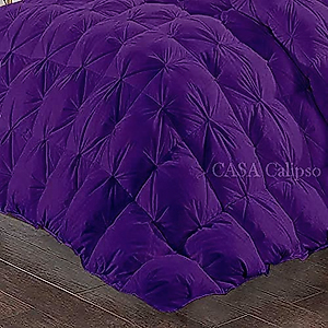 All Season Pinch Down-Alternative Oversize Pinch Plated Comforter Set 400 Thread Count 100% Egyptian Cotton,Purple Solid