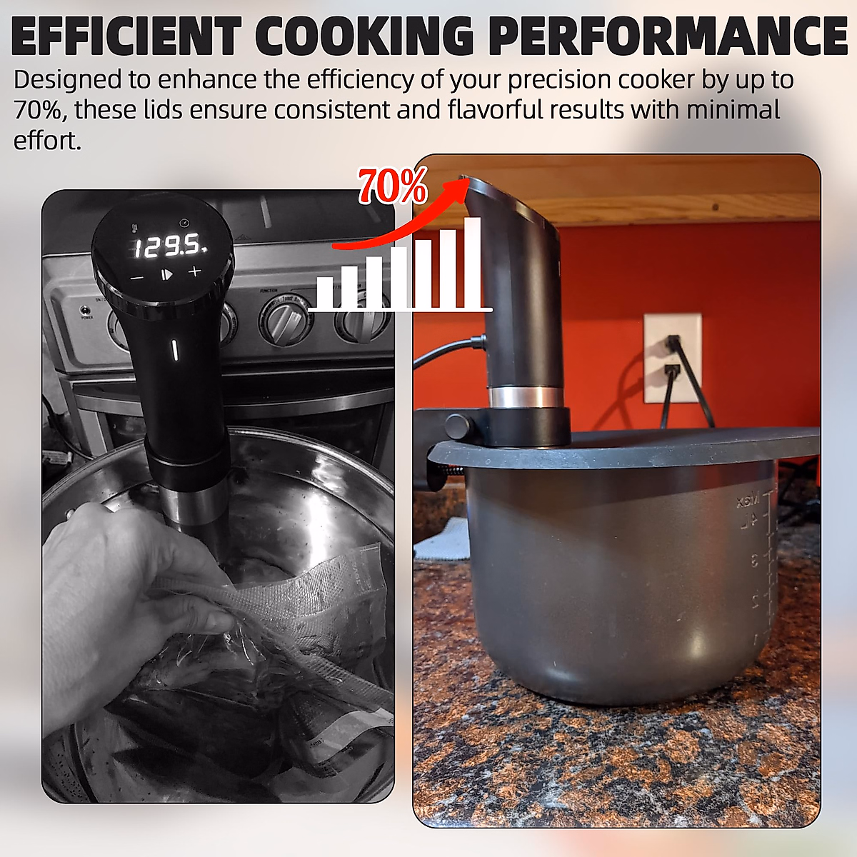 VIKOS Products Sous Vide Precision Cooker Silicone Lids Fits Up to 10.5" Stock Pots Compatible with Anova Culinary Sous Vide Precision Cookers Prevent Water Evaporation and Retain Flavor - Black