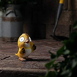 Solar Garden Birdie Decorations (Set of 2) | Baby Bird Outdoor Yard Decor - Lawn Ornaments | Solar Decorative Lights for Patio, Balcony, Deck | Weather Resistant - LED | Housewarming Gift (Yellow)