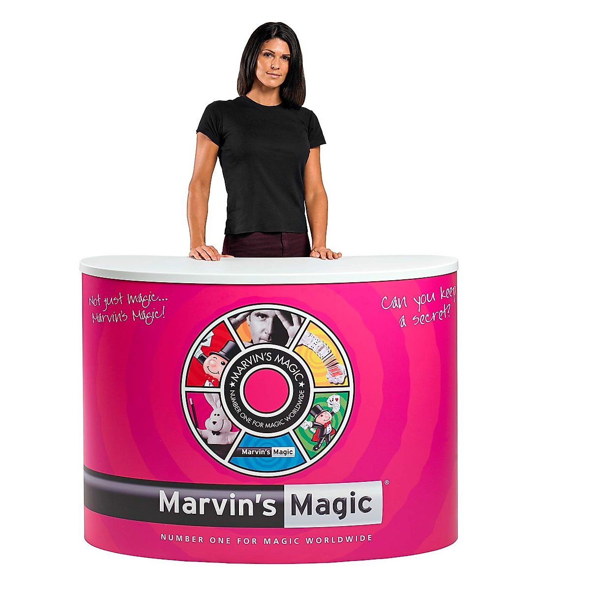Portable Trade Show Graphic Counter Custom Printed Lightweight with Carrying Case and Shoulder Strap