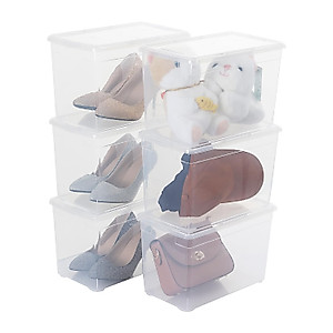 Party Club of America 6 Pack 12 Quart Latching Storage Box,Plastic Storage Bins with Lids Clear Organizer Latching Box