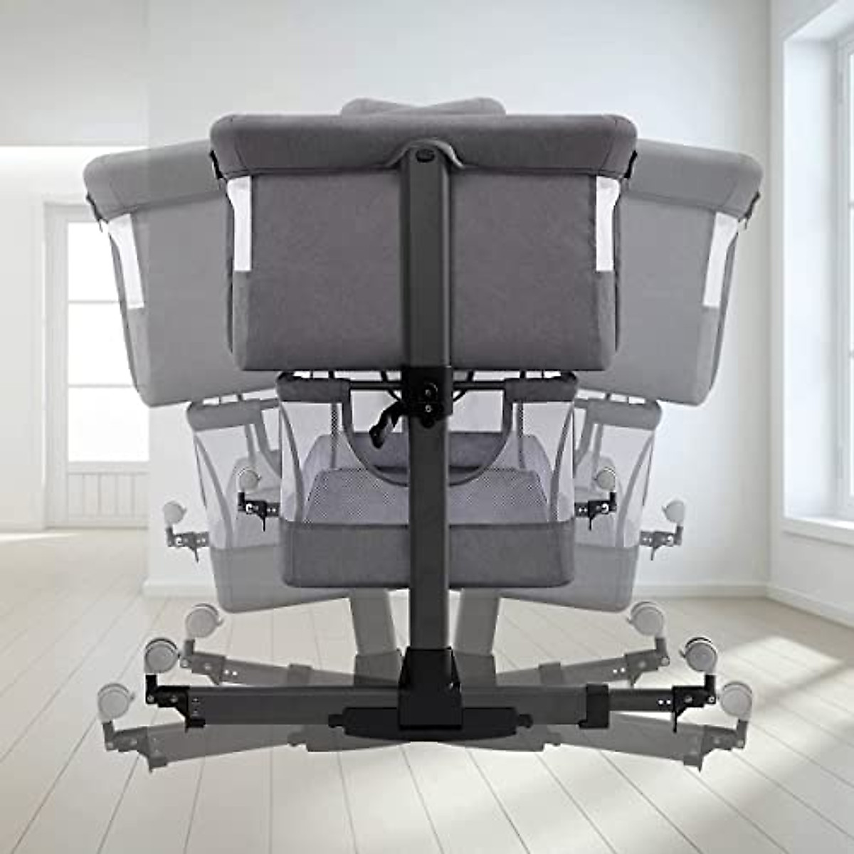 nordmiex 3 in 1 Baby Crib Bedside Crib,Baby Bassinet,Adjustable Portable Bed for Infant/Baby,Deep Grey