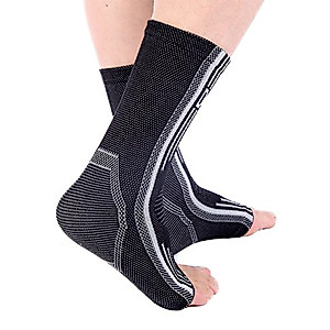 Doc Miller - Ankle Brace for Sprained Ankles, Achilles Tendonitis, Compression Support Sleeves for Women & Men, Best Brace for Pain Relief, Stability & Plantar Fasciitis Sock, 1 Pair, Gray, X-Large