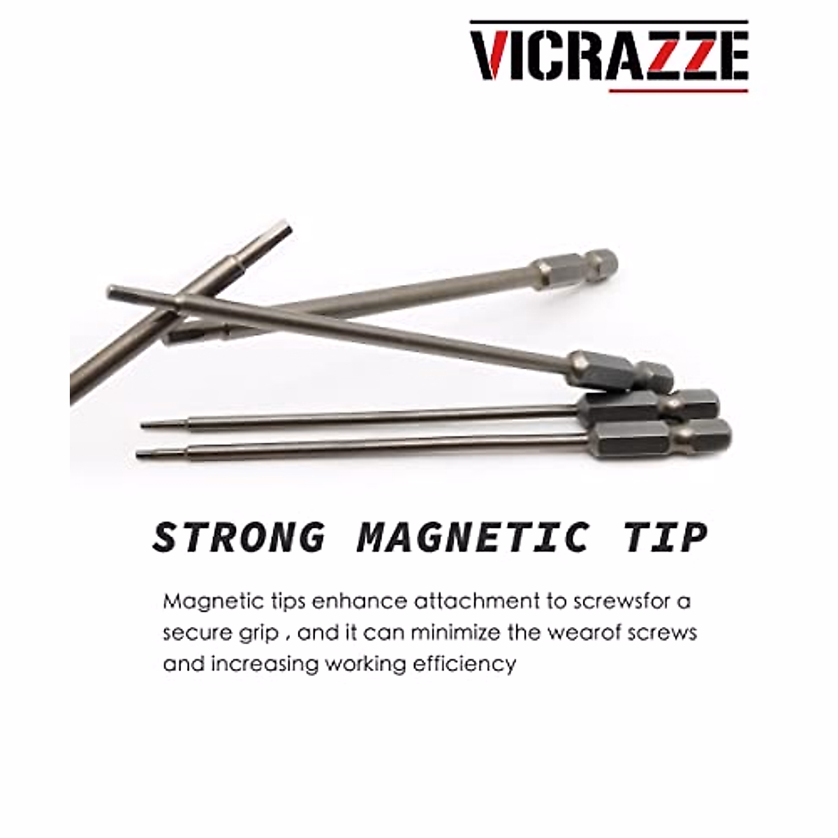VICRAZEE 1.27 1.5 2.0 2.5 3.0mm Hex Head Allen Wrench Drill Bit Set S2 Steel 1/4" Hex Shank 4.3" Long for Electric Screwgun/Power Drill RC Hobby Tools Kit (5-Pack)