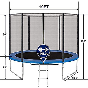 Trampoline 10FT 12FT 14FT 15FT Recreational Trampolines with Safety Enclosure Net&Basketball Hoop, ASTM Approved Combo Bounce Outdoor Waterproof Trampoline with Ladder for Kids and Adult