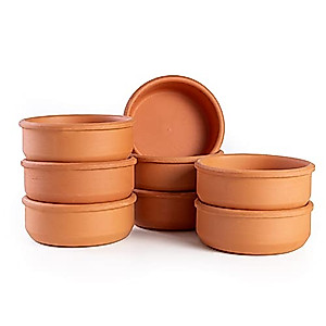Luksyol Handmade Unglazed Clay Bowls: Elevate Your Culinary Experience with a Set of 8 (3.7 x 1.4 in) | Authentic Terracotta Cooking for Indian, Mexican, Korean Cuisine | Microwave-Friendly and Safe |