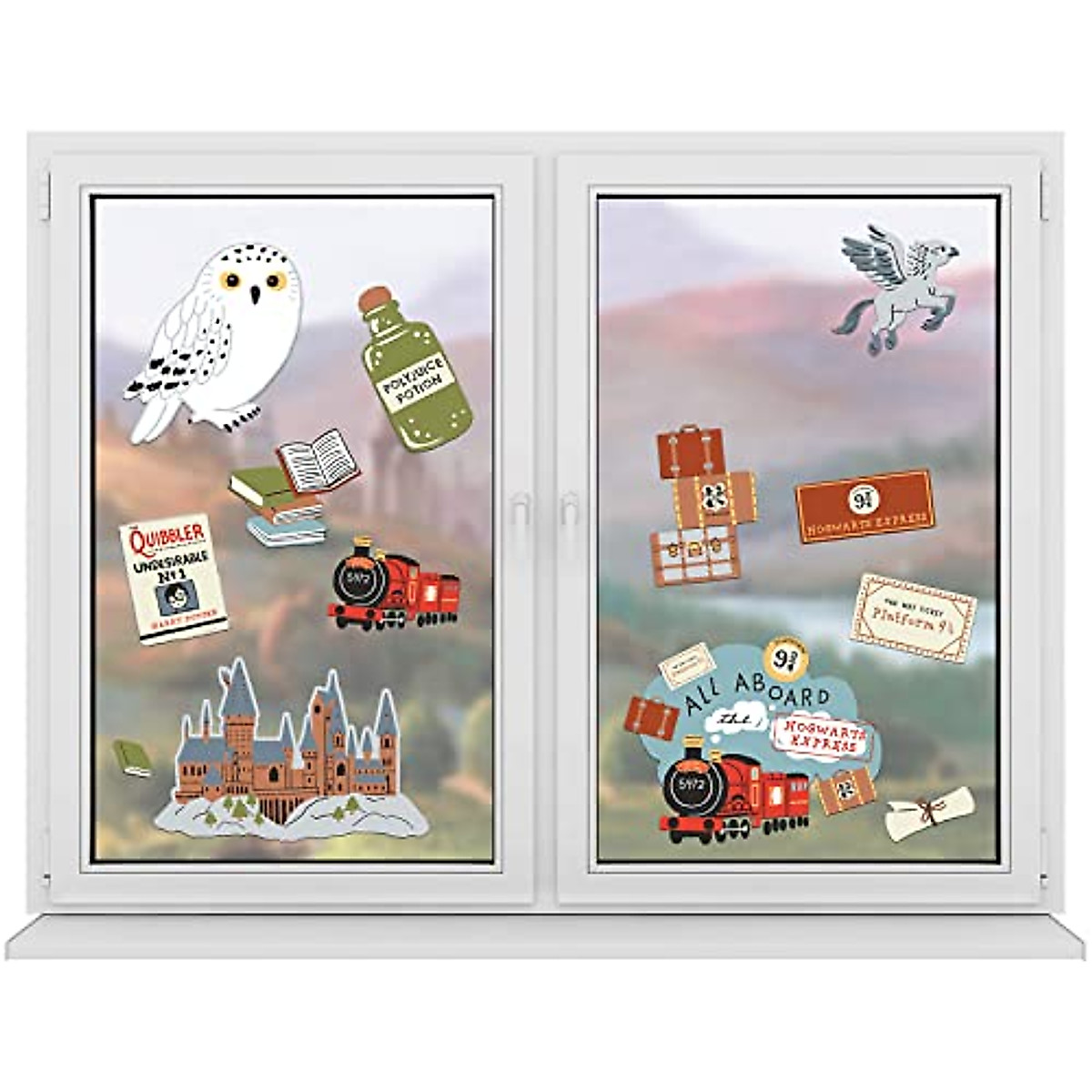 Conquest Journals Harry Potter Magic by Birth Window Clings, Over 30 Individual Window Clings to Celebrate Your Little Keeper, Reusable, No Residue