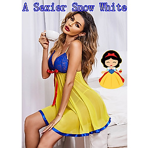 Avidlove Lace Negligee Lingerie Sexy Boudoir Outfits Snow White Costumes Lingerie V-Neck Sleepwear for Curvy Women