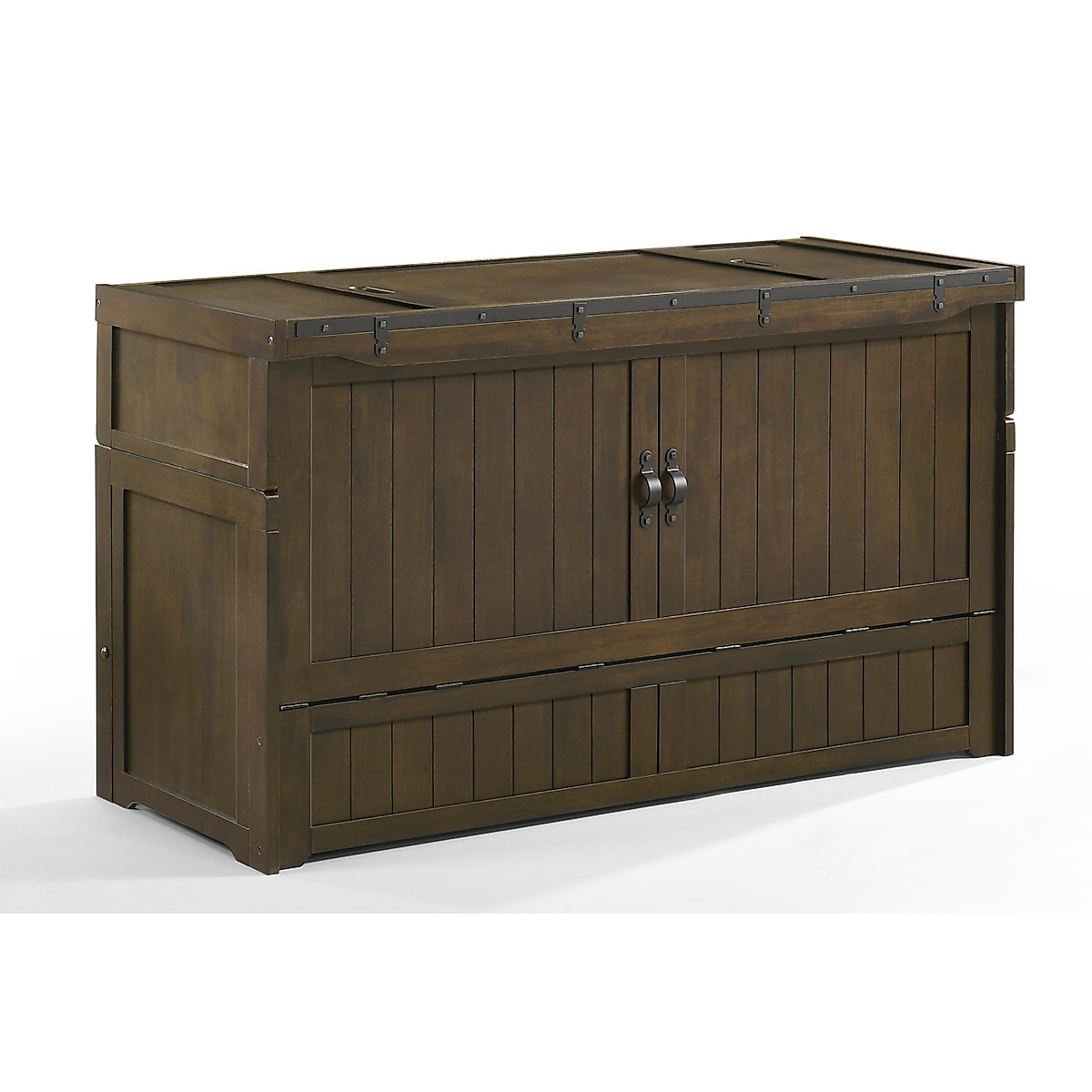 Night & Day Furniture Murphy Cube Cabinet Bed (Rustic Brown w/Ranchero Hardware, Queen)