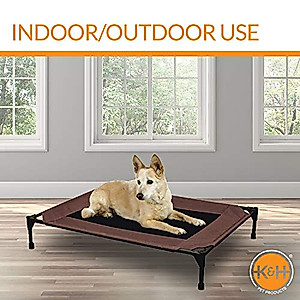 K&H Pet Products Cooling Elevated Dog Bed Outdoor Raised Dog Bed with Washable Breathable Mesh, Dog Cot Bed No-Slip Rubber Feet, Portable Dog Cot Indoor Outdoor Dog Bed, Medium Chocolate/Black Mesh