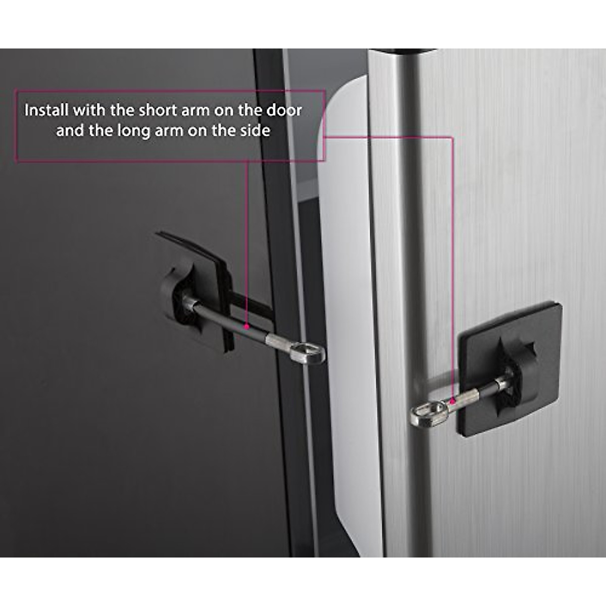 Computer Security Products Refrigerator Door Lock With Padlock, Black