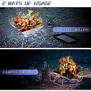 Barbecue Grill, Folding Charcoal BBQ Grill Portable Camping Grill, Stainless Steel Barbecue Tool Kits for Outdoor Picnic Patio Camping Backyard Cooking Travel